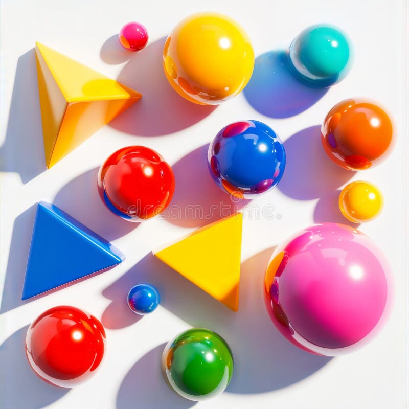 Assorted Bright Geometric Shapes and Spheres, Generative Ai Stock ...