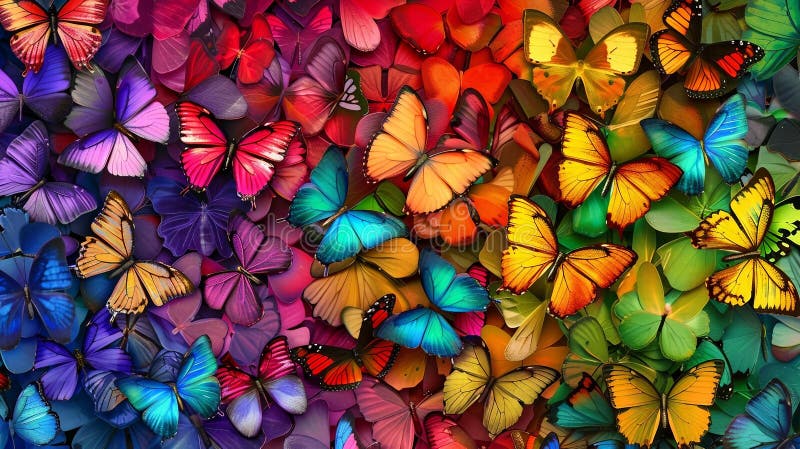 Assorted Brightly Colored Butterflies Showcasing Various Hues and ...
