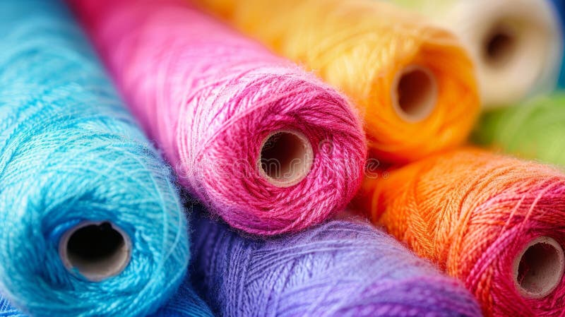 Assorted Brightly Colored Cotton Thread Spools for Sewing and ...