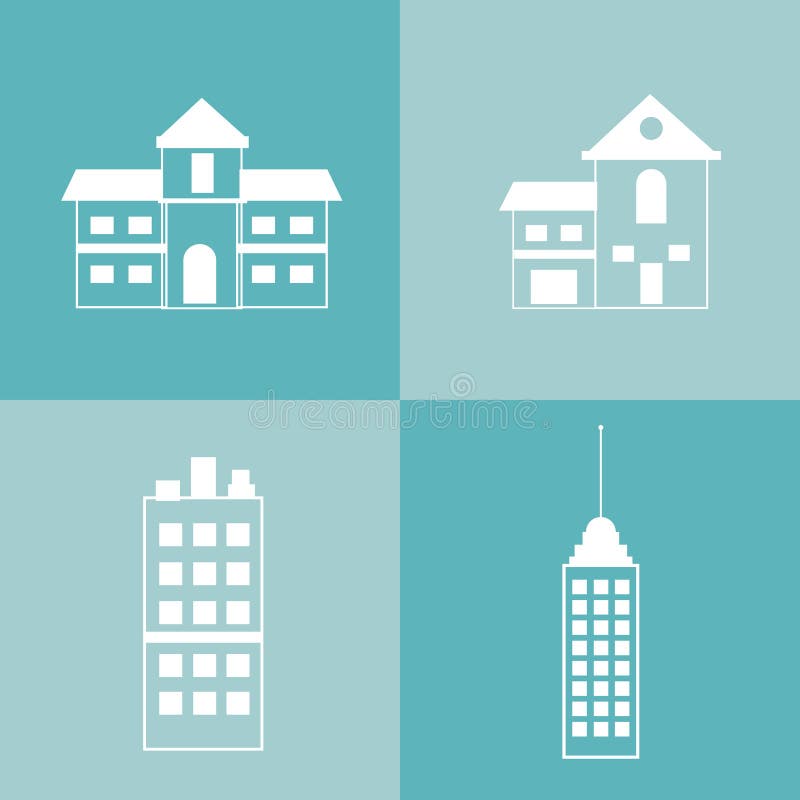 Assorted Building Type Icons Image Stock Vector - Illustration of ...