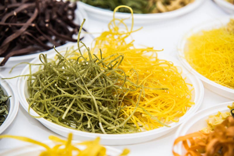 Assorted Bundles of Colorful Raw Pasta Noodles Stock Image - Image of ...