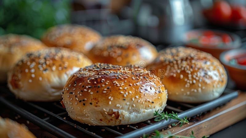 Assorted Buns Sitting on a Rack Stock Image - Image of fresh, circular ...