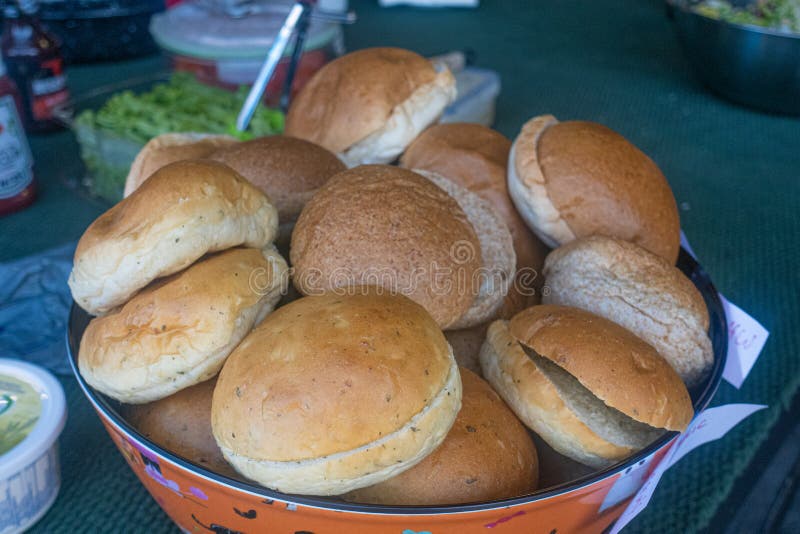 Assorted Burger Buns for Weekend Barbeque Party Stock Photo - Image of ...