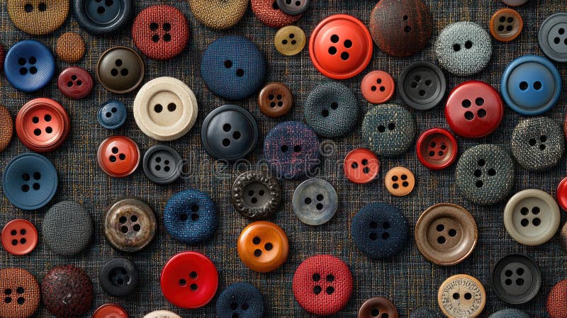 Assorted buttons on fabric stock illustration. Illustration of pants ...
