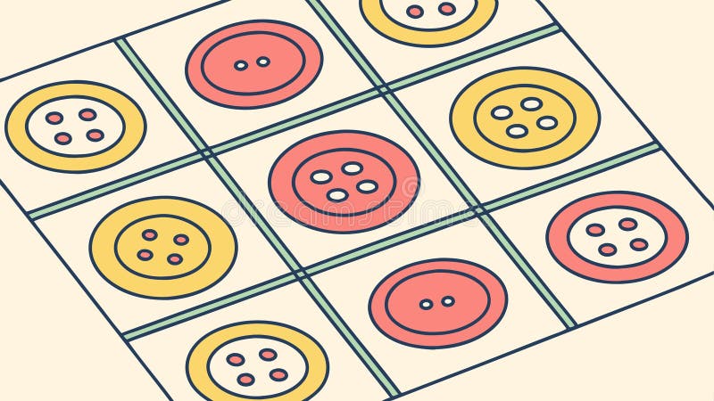 Assorted Buttons in Grid, Sewing and Craft Pattern, Vector Design ...