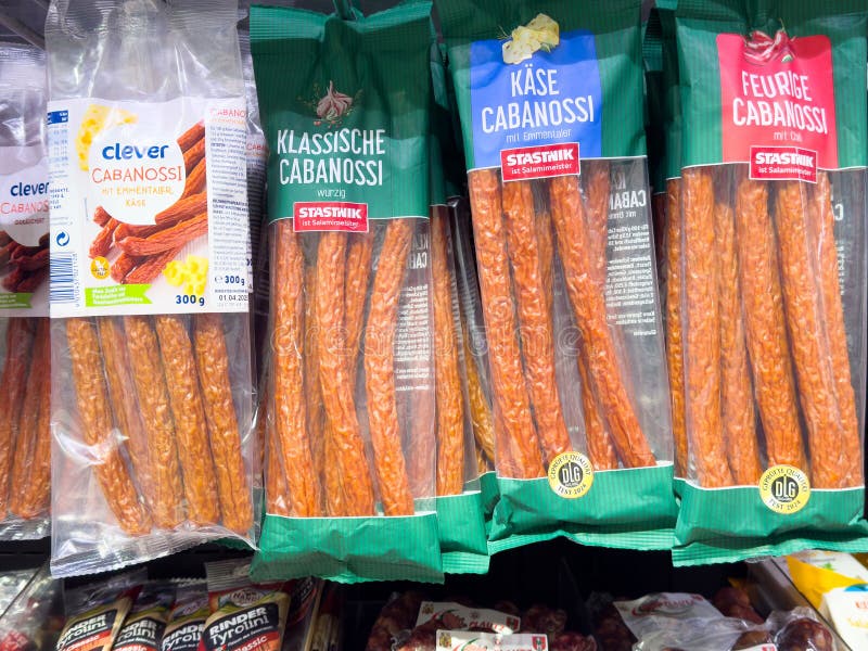 Assorted Cabanossi Sausages in Supermarket Display Editorial ...