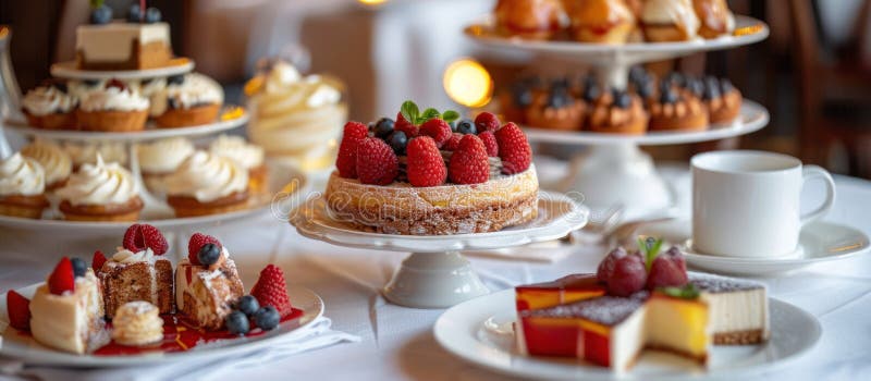 Assorted Cakes and Pastries Spread on Table Stock Photo - Image of ...