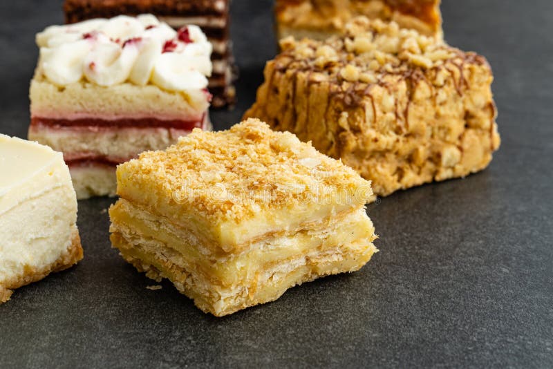 Assorted Cakes and Sweets Deserts Chocolate Late Cheescake Stock Photo ...