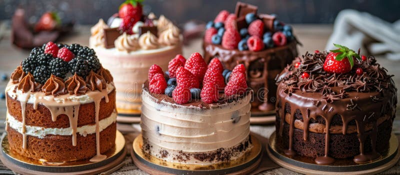 Assorted Cakes on Table stock photo. Image of display - 310347036