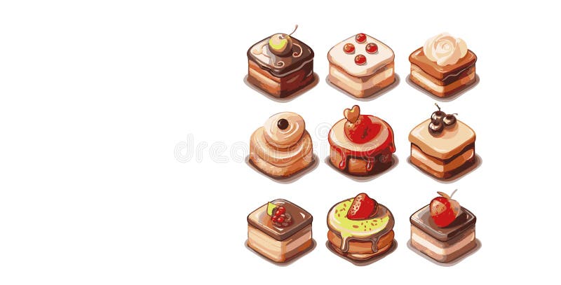 Assorted Cakes on White Background Stock Image - Image of fancy, slices ...