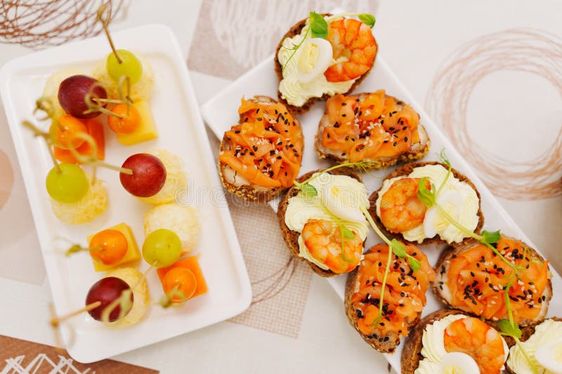 Assorted Canapes for the Festive Table. Catering Services for Banquets ...