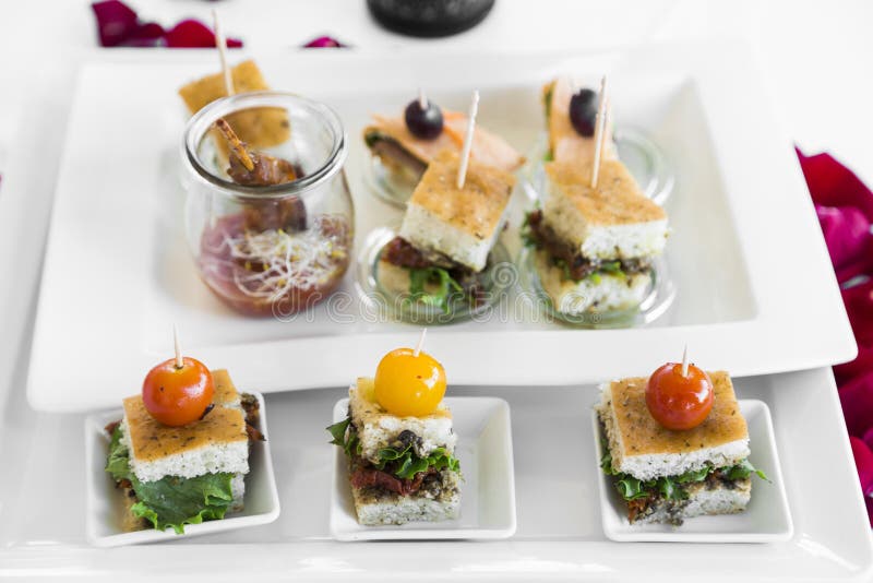 Assorted Canapes on Table Closeup Stock Image - Image of delicious ...