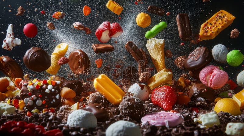Assorted Candies and Chocolates in Dark Background Stock Illustration ...