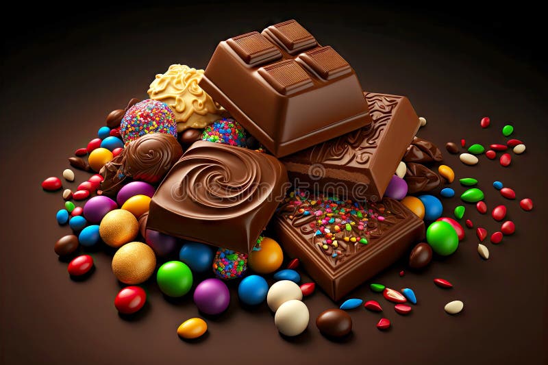 Assorted Candy and Chocolate Piece of Dark and Milk Chocolate Stock ...