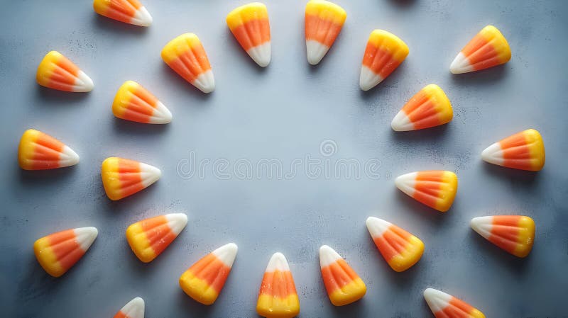 Assorted Candy Corn Arranged in a Circular Pattern on Surface Stock ...