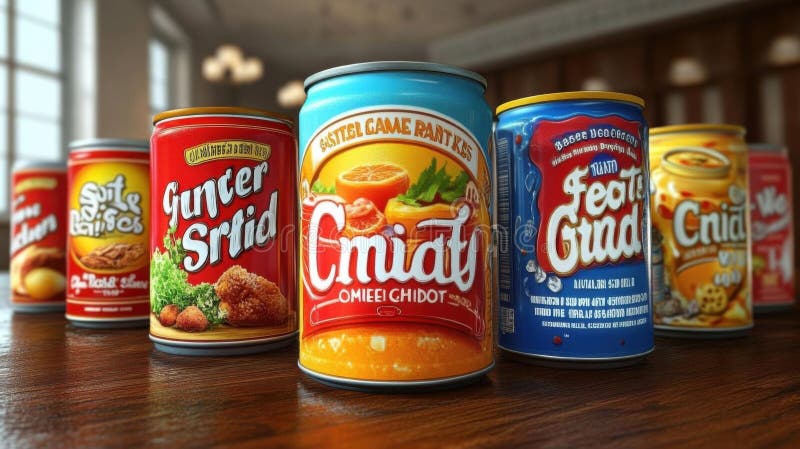 Assorted Canned Goods stock illustration. Illustration of drinks ...