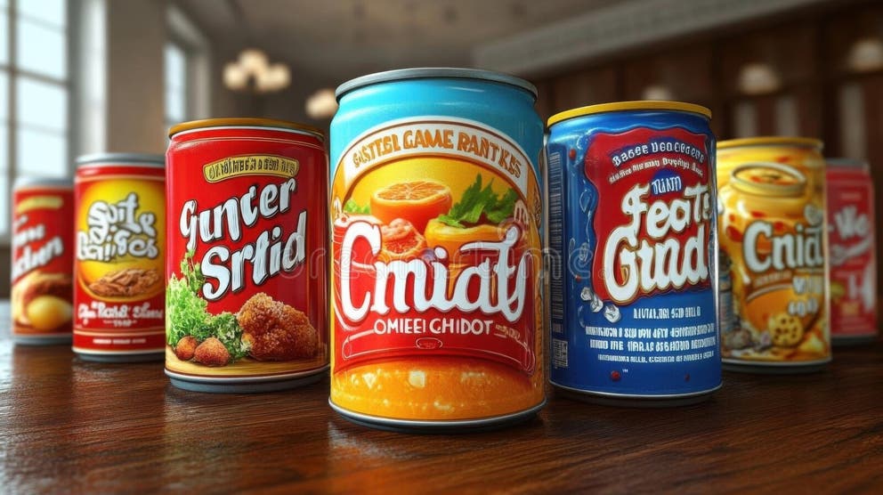 Assorted Canned Goods stock illustration. Illustration of drinks ...