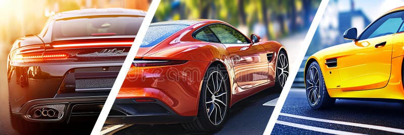 Assorted Car Collage with White Vertical Lines and Mesmerizing Bright ...