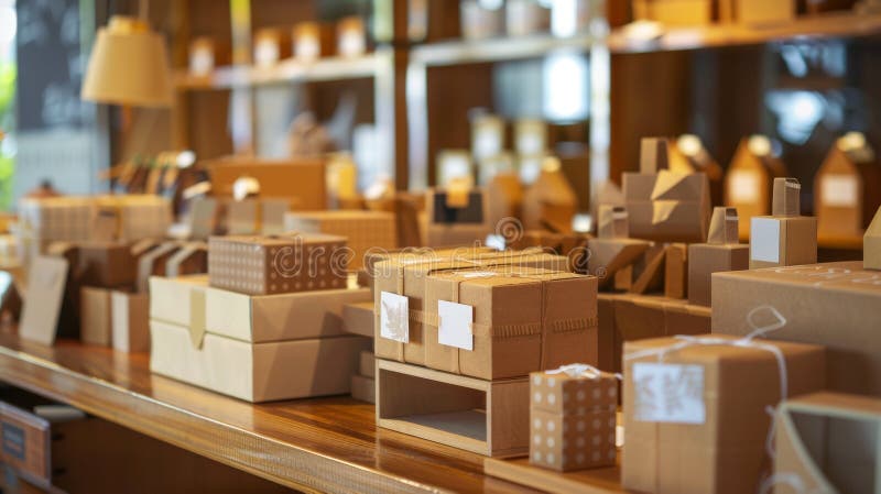 Assorted Cardboard Packages on Display Stock Photo - Image of packages ...