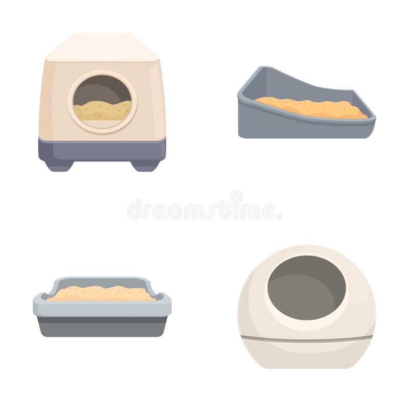 Assorted Cat Litter Boxes Set Stock Vector - Illustration of kitty ...