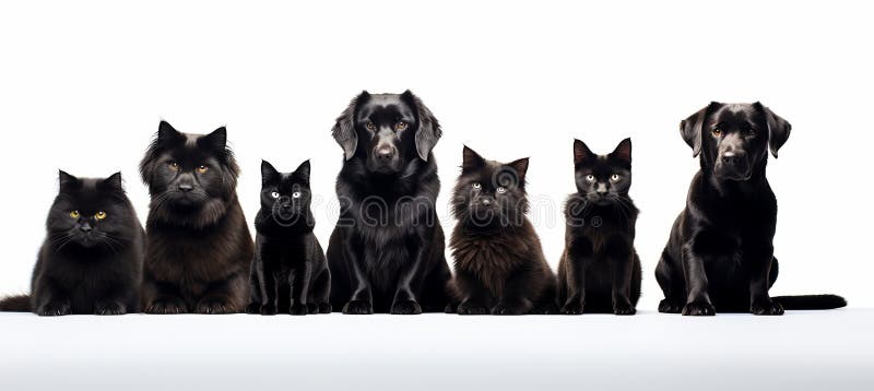 Assorted Cats and Dogs of Varying Sizes, Isolated on White Background ...