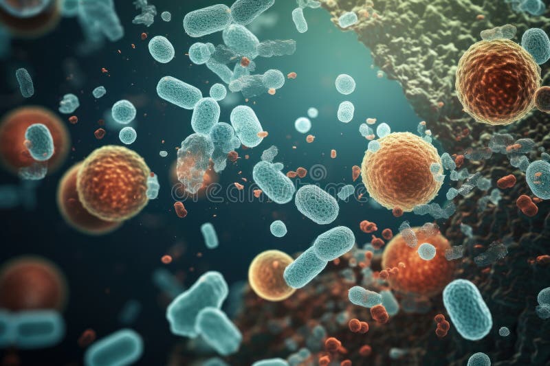 Assorted Cells in the Air stock illustration. Illustration of disease ...