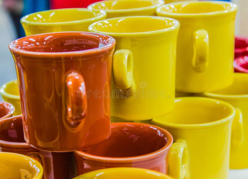Assorted Ceramic Coffee Mugs Stock Photo - Image of white, coffee: 43842758