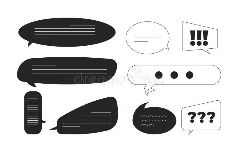 Assorted Chat Bubbles for Messaging UI 2D Line Objects Set Stock Vector ...