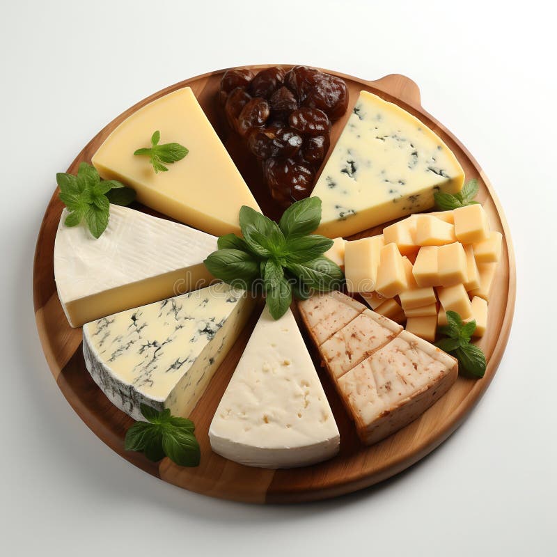 Assorted Cheese Bowl Top View Isolated on White Background. Generative ...