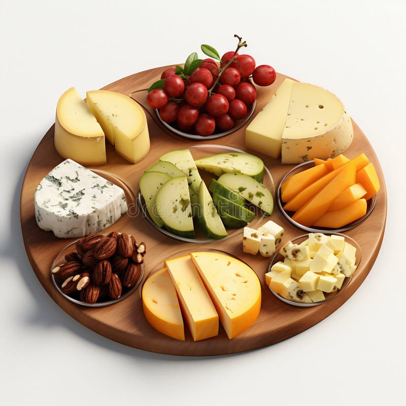 Assorted Cheese Bowl Top View Isolated on White Background. Generative ...
