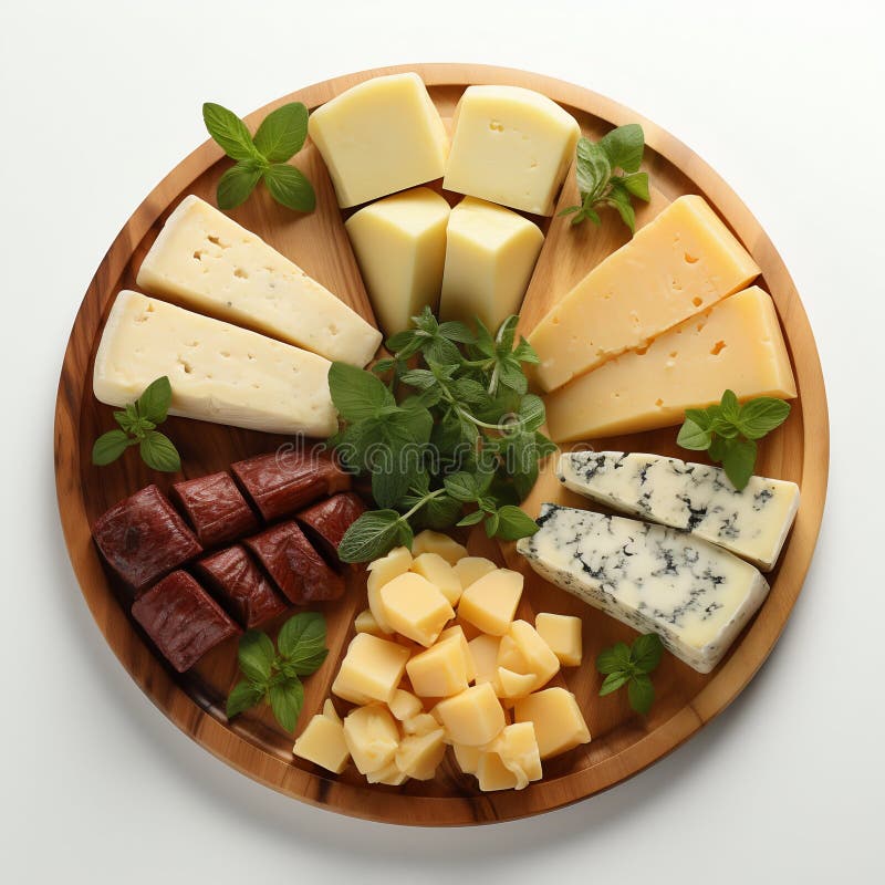 Assorted Cheese Bowl Top View Isolated on White Background. Generative ...