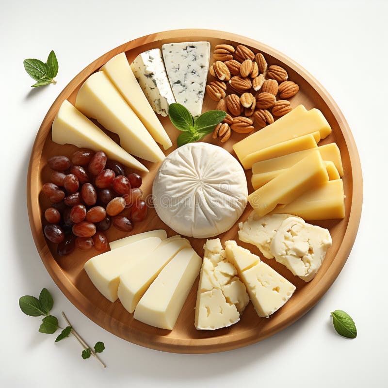 Assorted Cheese Bowl Top View Isolated on White Background. Generative ...
