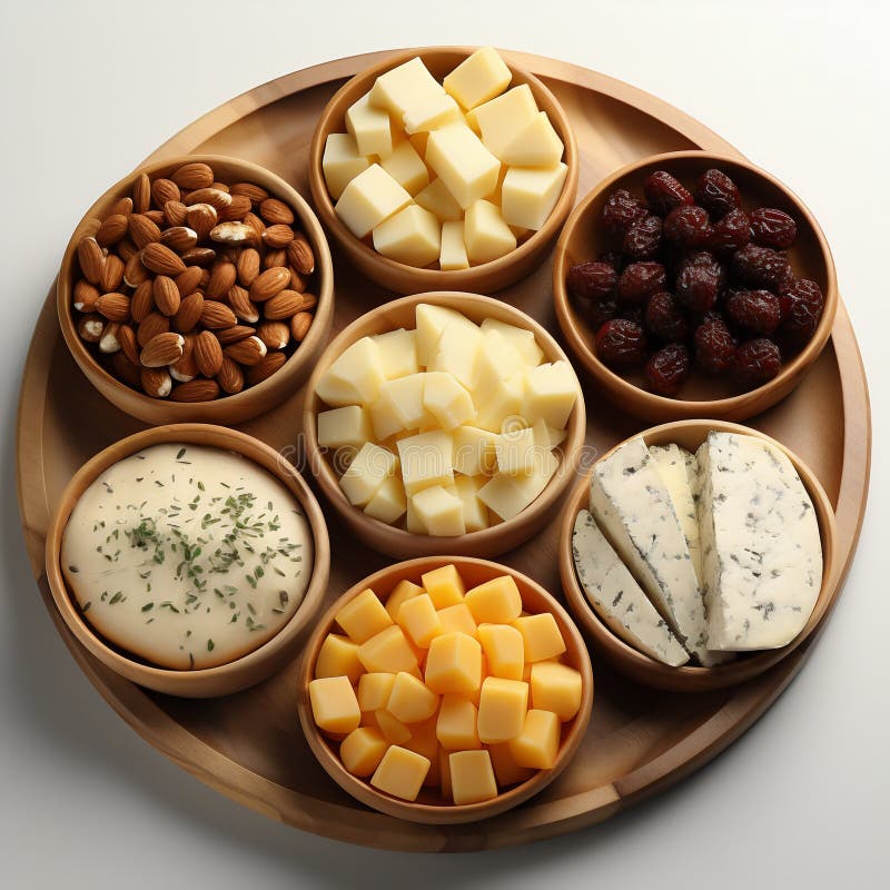 Assorted Cheese Bowl Top View Isolated on White Background. Generative ...