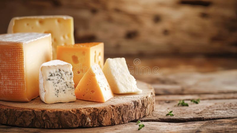 Assorted Cheese Pile on Table Stock Illustration - Illustration of ...