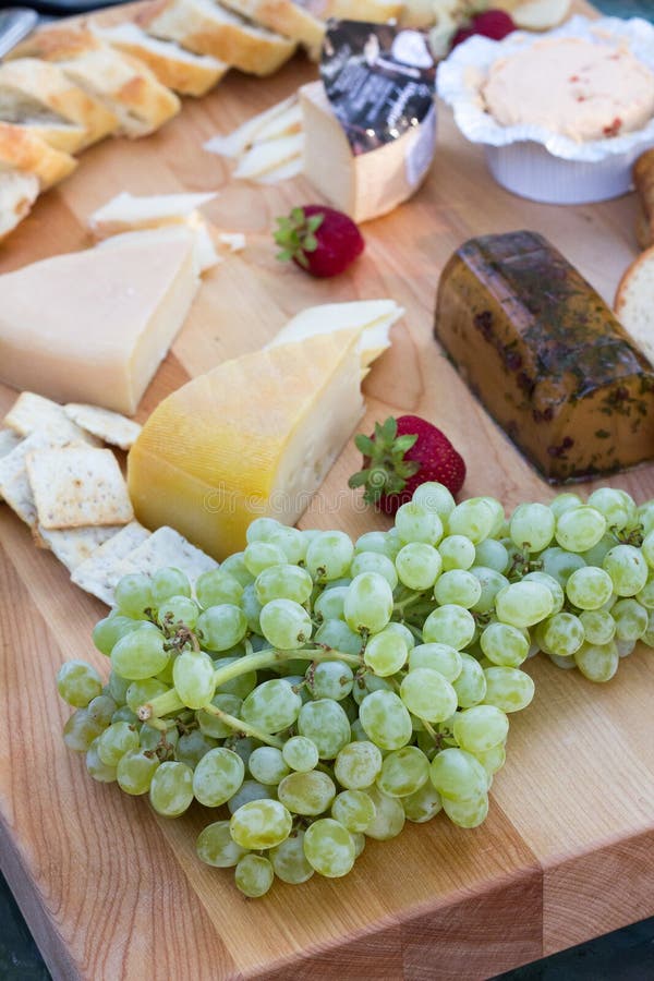 Assorted Cheese Plate Table Whit Fruits Stock Photo - Image of cracker ...