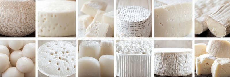 Assorted Cheese Products Divided with White Vertical Lines Bright White ...