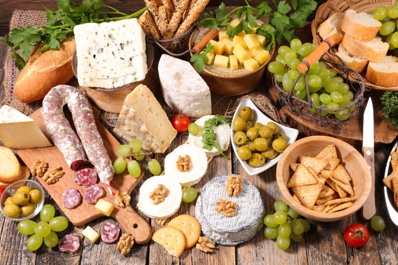 Assorted cheese stock photo. Image of sausage, snack - 69432922