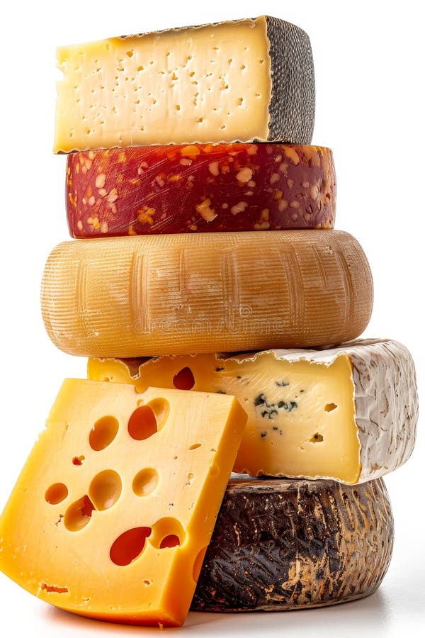 Assorted Cheese Selection Arranged Neatly on White Background for ...