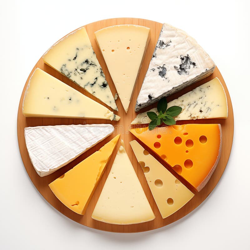 Assorted Cheese Slices on Wooden Platter Stock Illustration ...