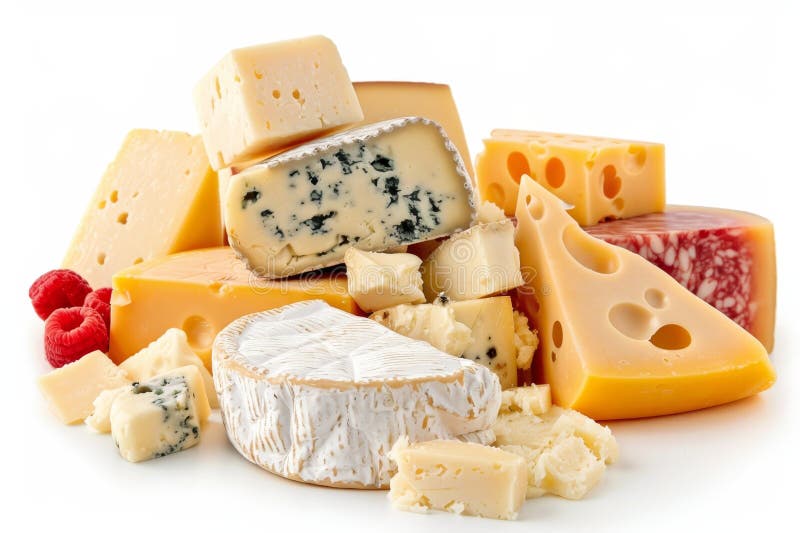 Assorted Cheese Stack Display Showcasing Various Types on White ...