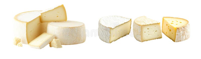 Assorted Cheese Varieties Including Aged and Semi-soft Cheese Isolated ...
