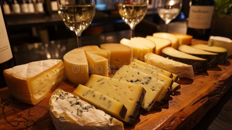 Assorted Cheese Varieties on Wooden Board Stock Image - Image of ...