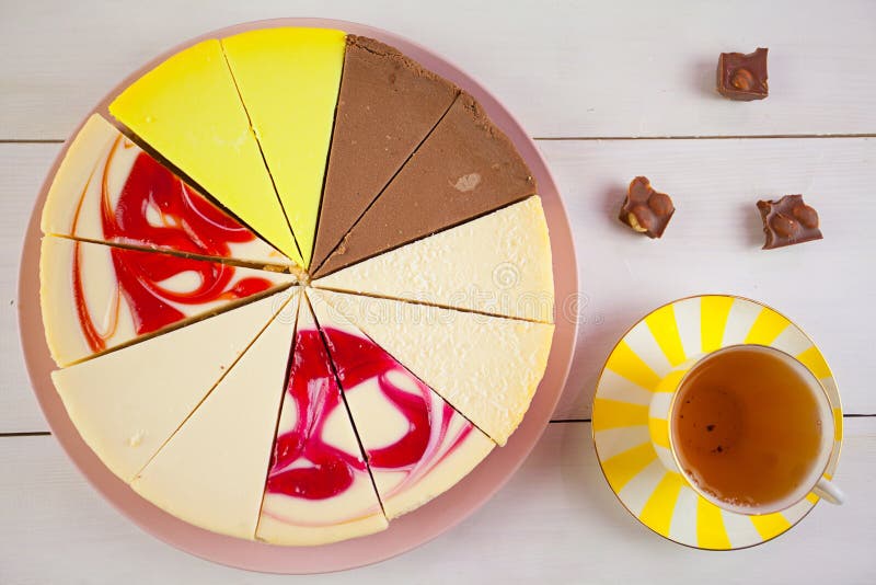 Assorted Cheesecake on Plate on White Table Stock Photo - Image of ...