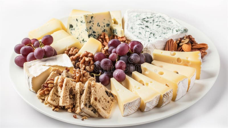 Detailed and Lifelike Photo of a Platter of Assorted Cheeses with ...