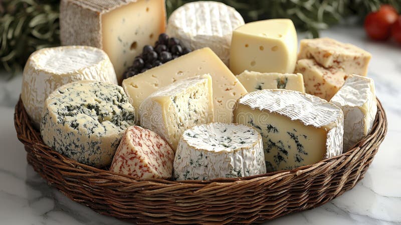 Assorted Cheeses on a Beautiful Display Platter Stock Illustration ...