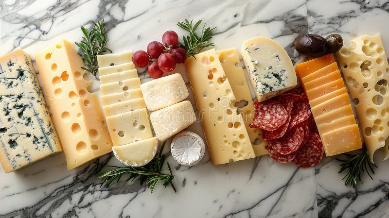 Assorted Cheeses and Crackers on Marble Table Stock Photo - Image of ...