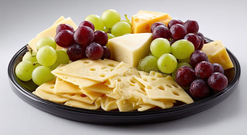 Cheese and Grape Platter stock image. Image of wine - 384329809