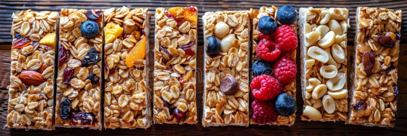 Assorted Chewy Granola Bars Displaying Various Flavors and Ingredients ...