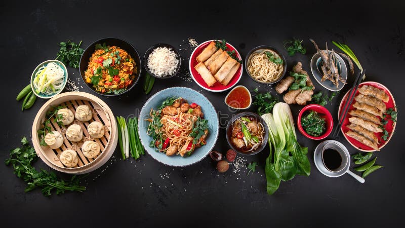 Assorted Chinese food stock image. Image of oriental - 173792009