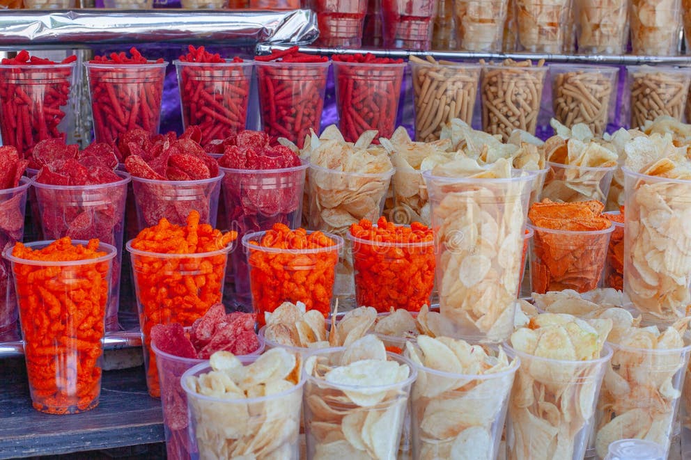Assorted Chips and Fried Snacks (Botanas) at Fair in Mexico Stock Image ...